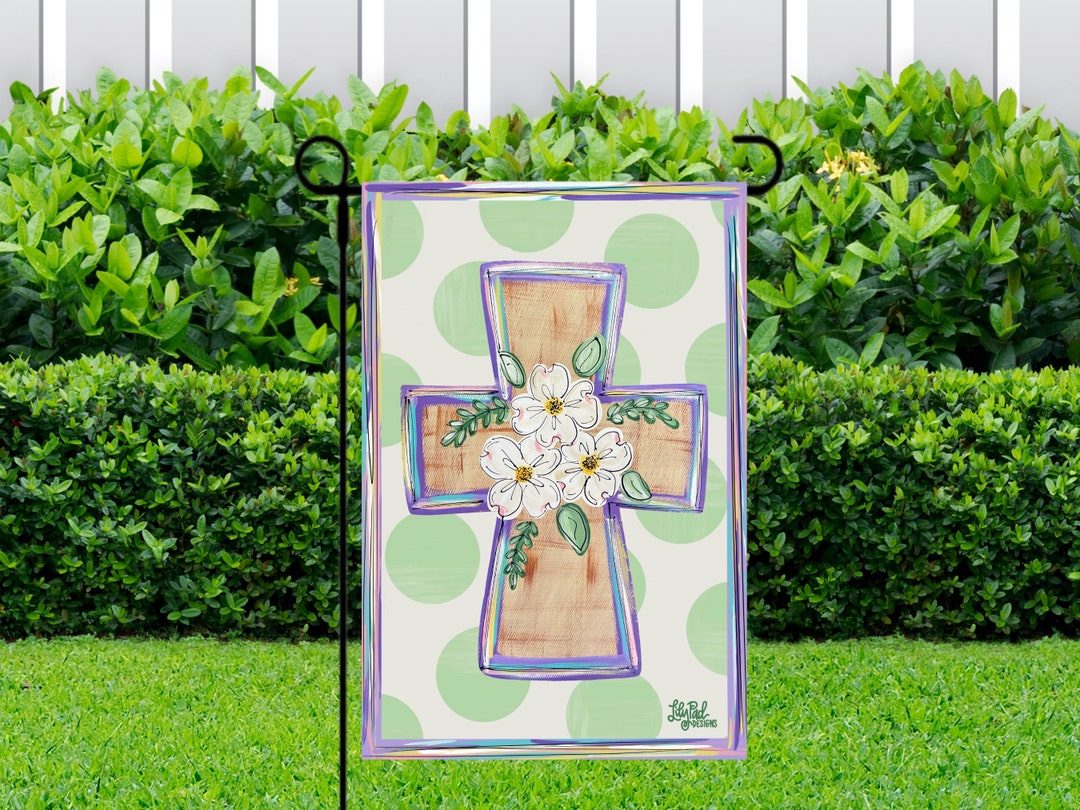 Dogwood Cross Garden Flag - Etsy
