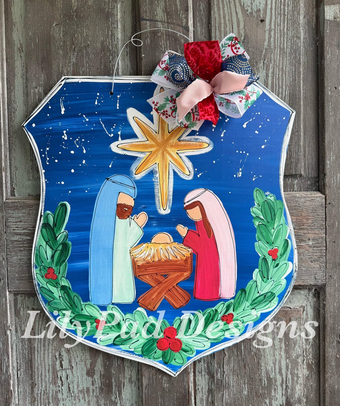 Door Hanger Template -nativity on Shield Shape - Etsy