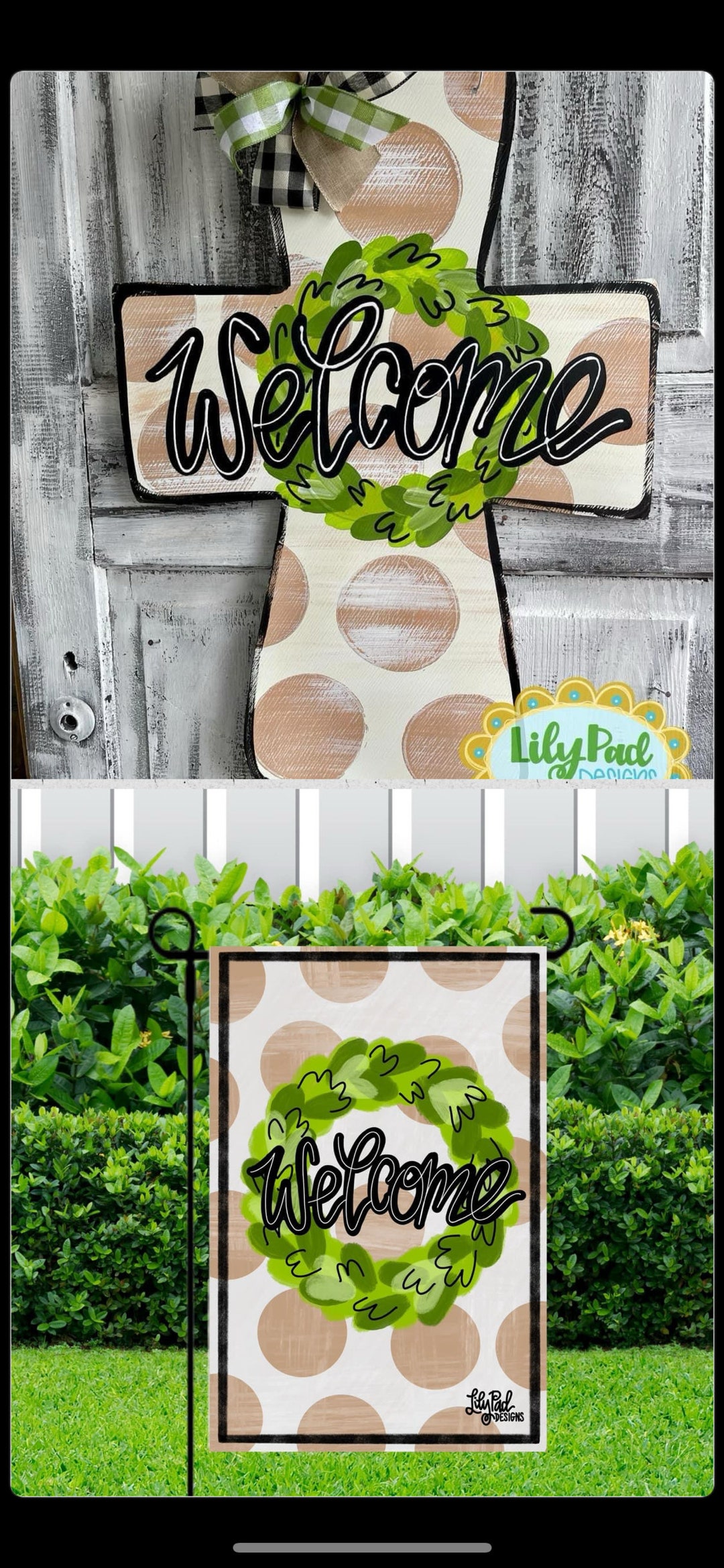 Neutral Polka Dot Cross Hanger/flag Set - Etsy