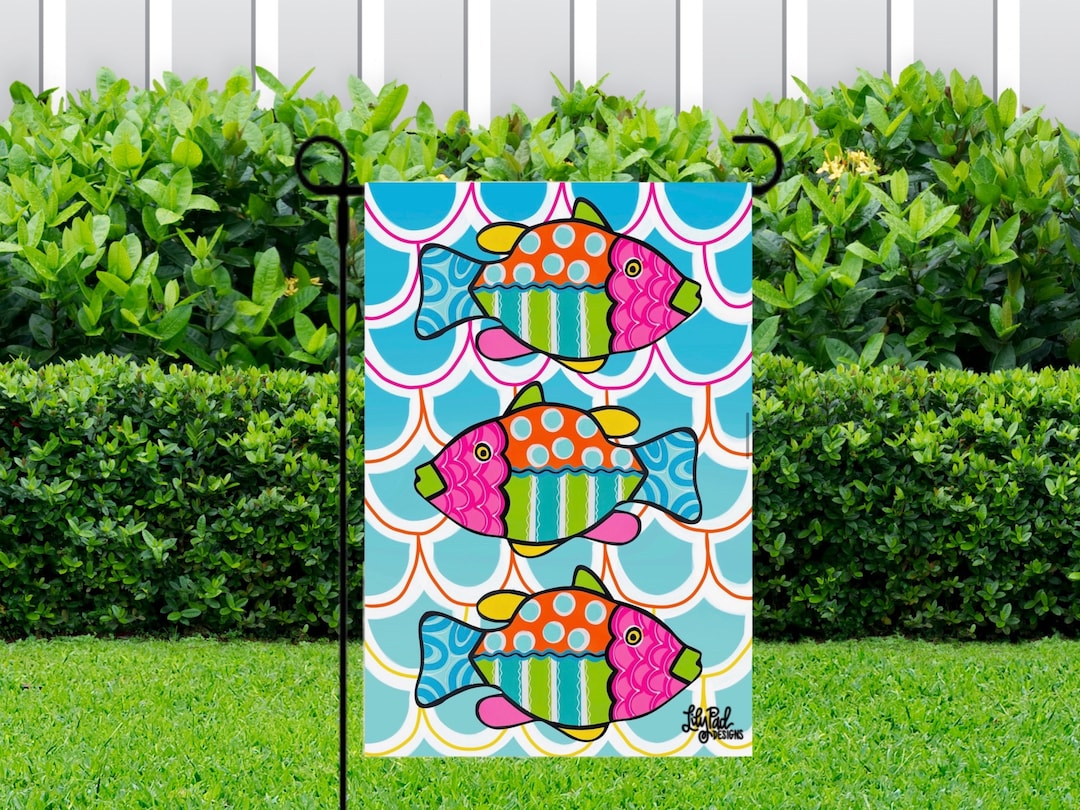 Bright Fish Garden Flag - Etsy