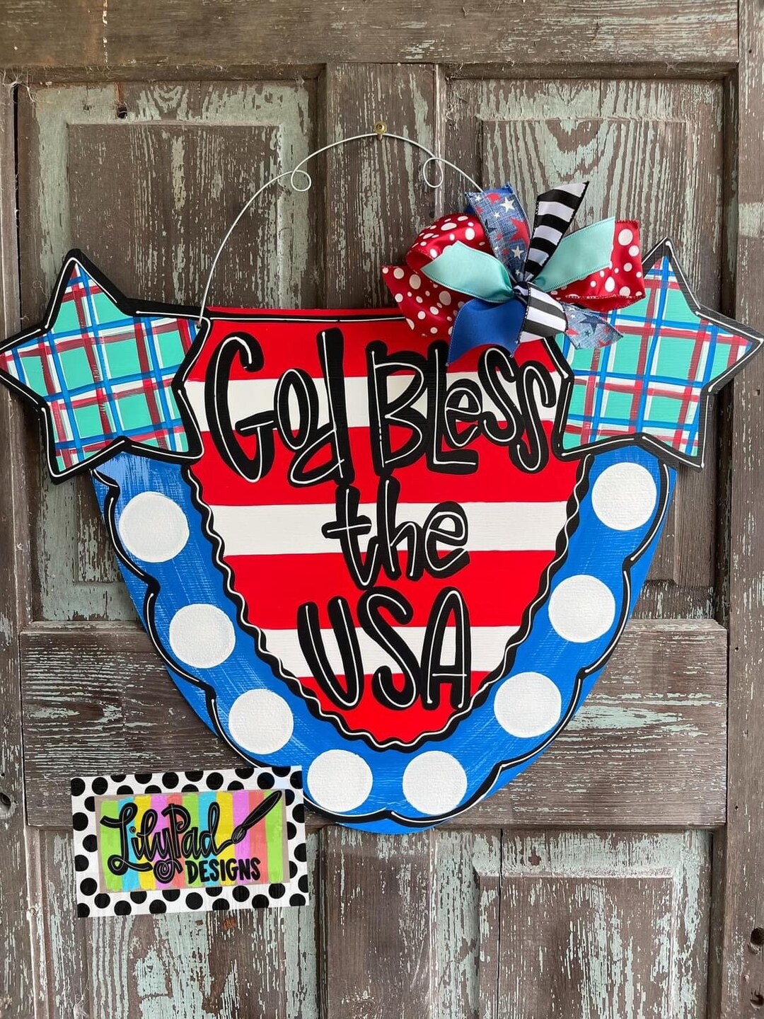 God Bless the USA Banner Door Hanger - Etsy