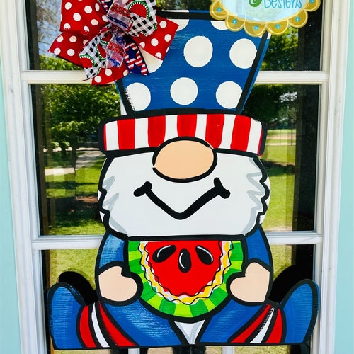 TEMPLATE: 4th of July Gnome Door Hanger Patriotic Door Hanger - Etsy