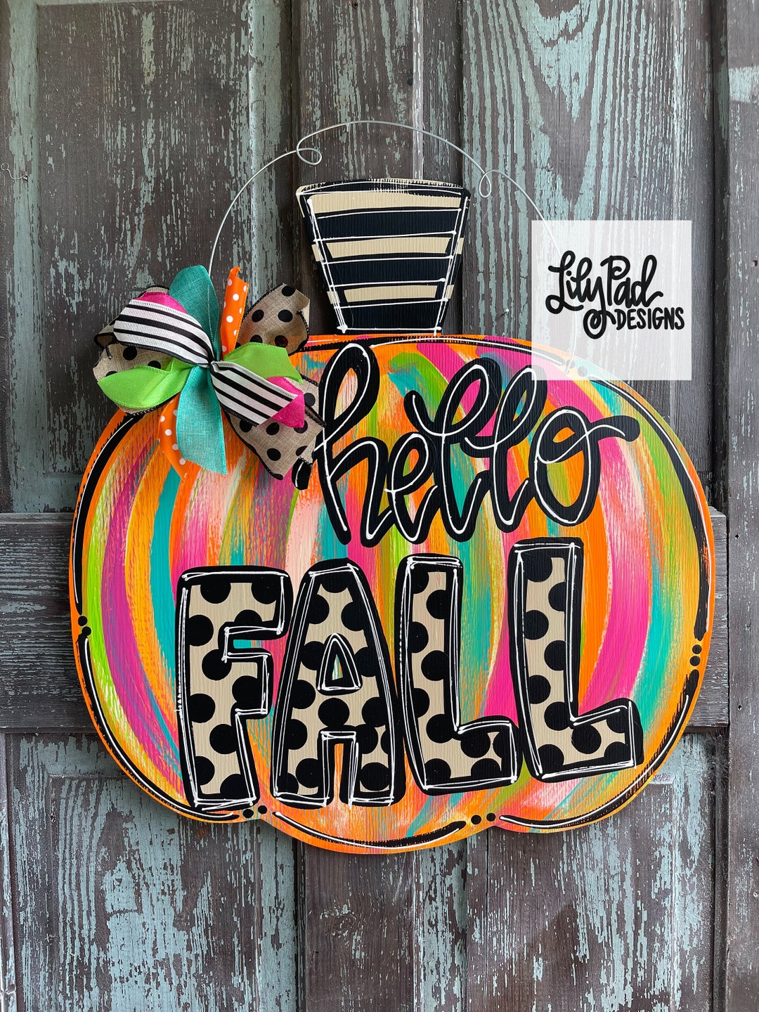 Door Hanger Template -fun Hello Fall Pumpkin - Etsy