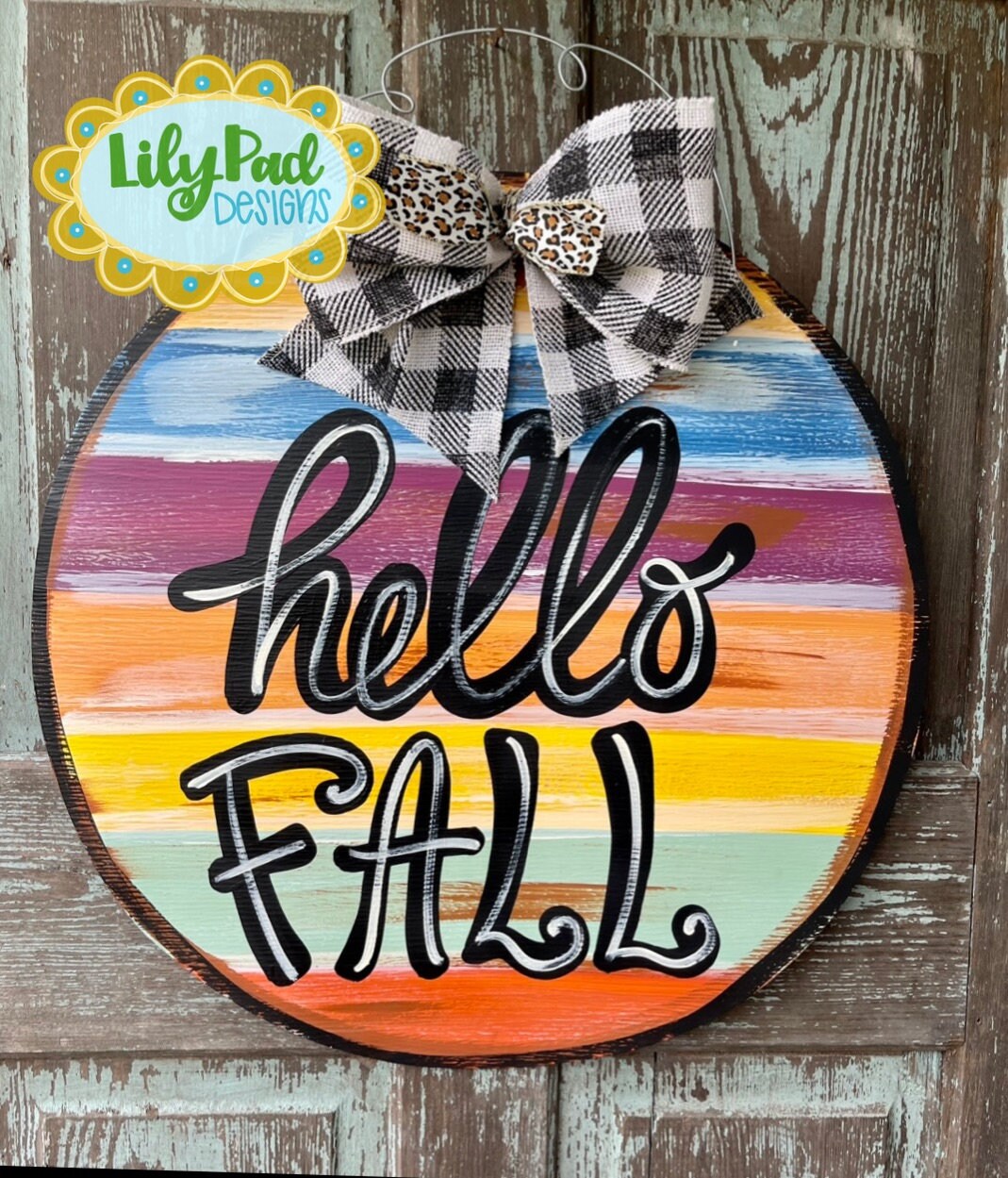Door Hanger Template -hello Fall Circle - Etsy