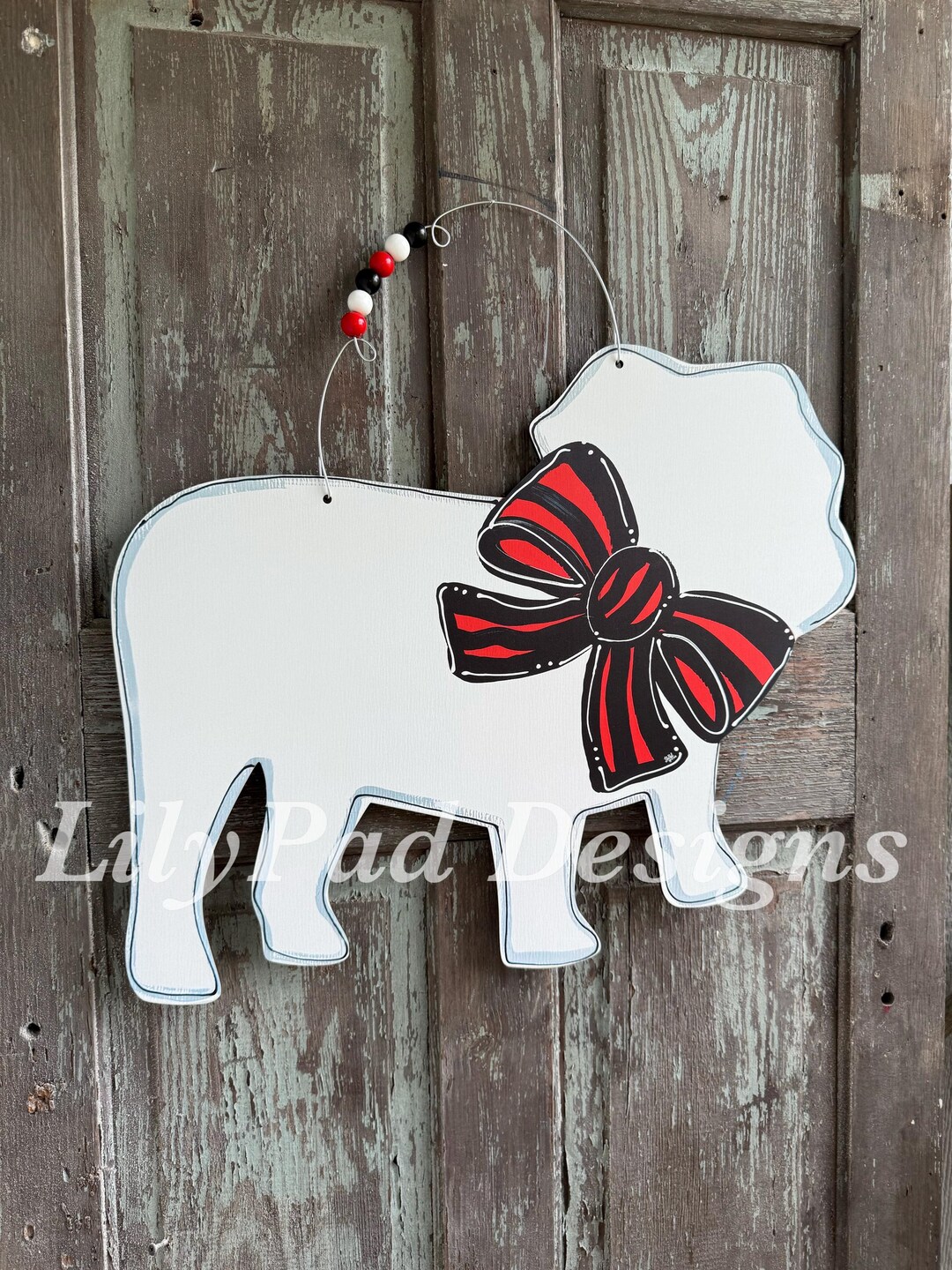 Bulldog With Bow Door Hanger - Etsy