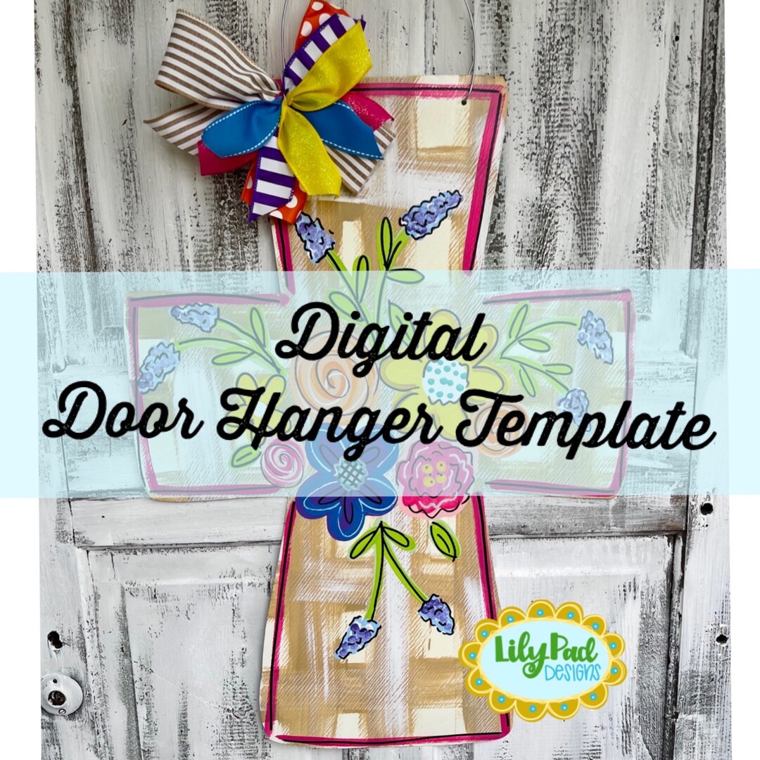 Door Hanger Template spring Cross - Etsy