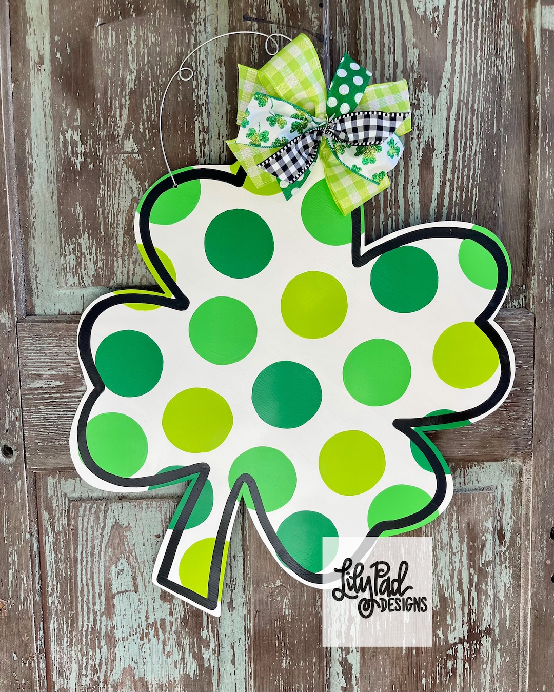 Polka Dot Four Leaf Clover Door Hanger Template - Etsy