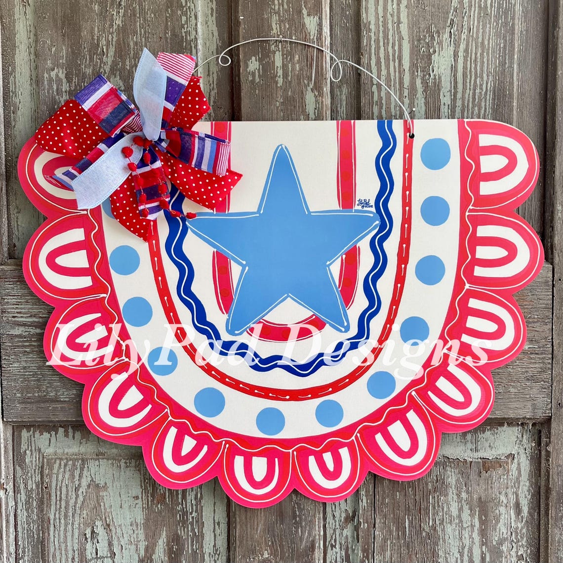 Bunting With Blue Star Door Hanger - Etsy