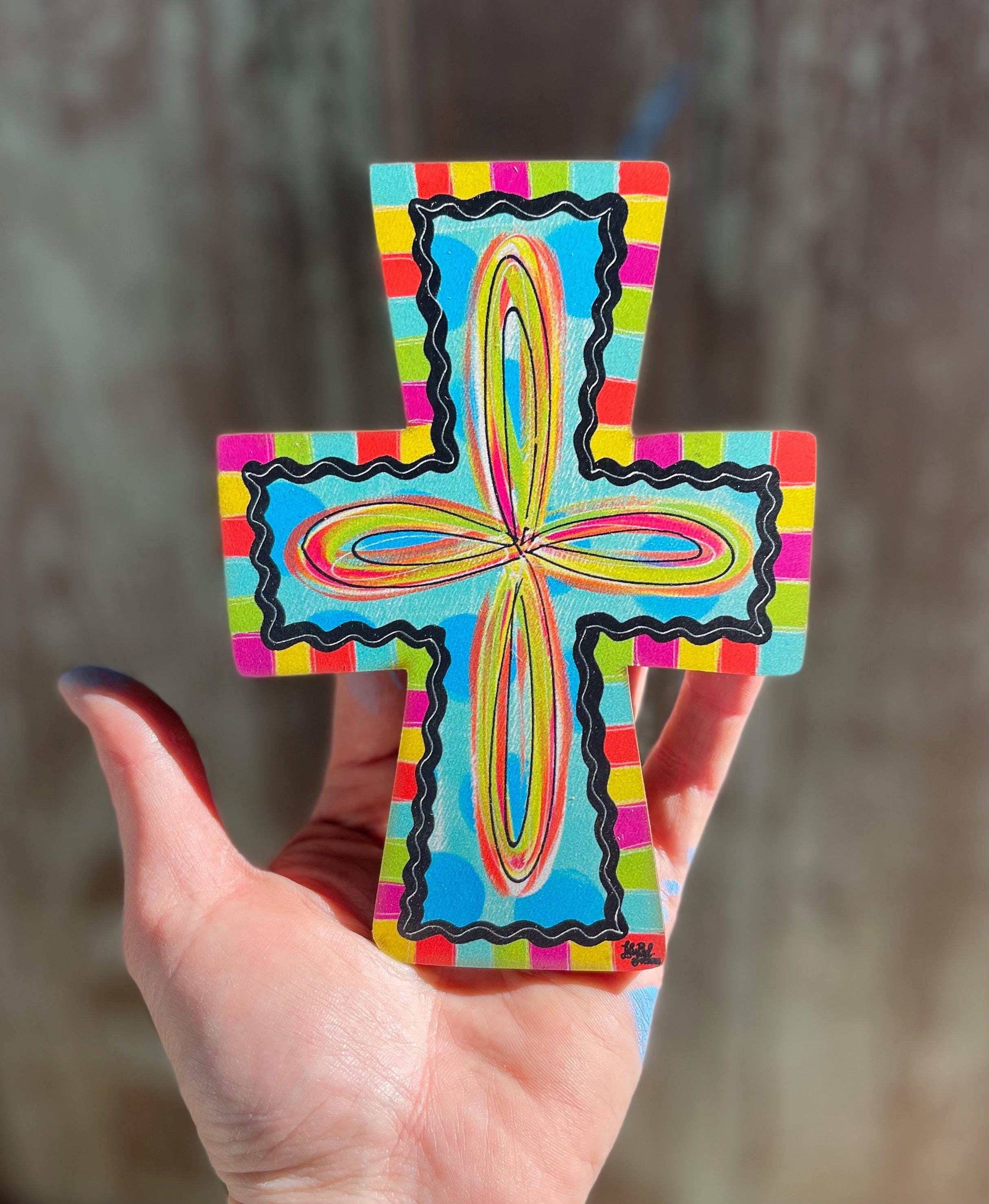 Cross With Multicolor Striped Border “lilypad Little” Attachment - Etsy