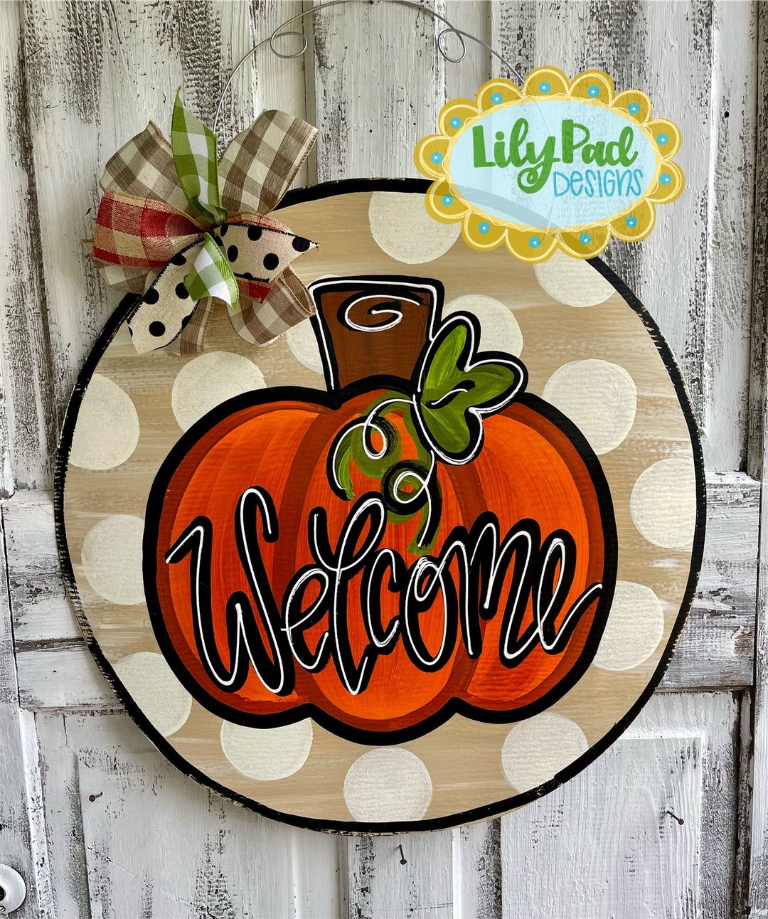 Door Hanger Template -classy Pumpkin Circle - Etsy