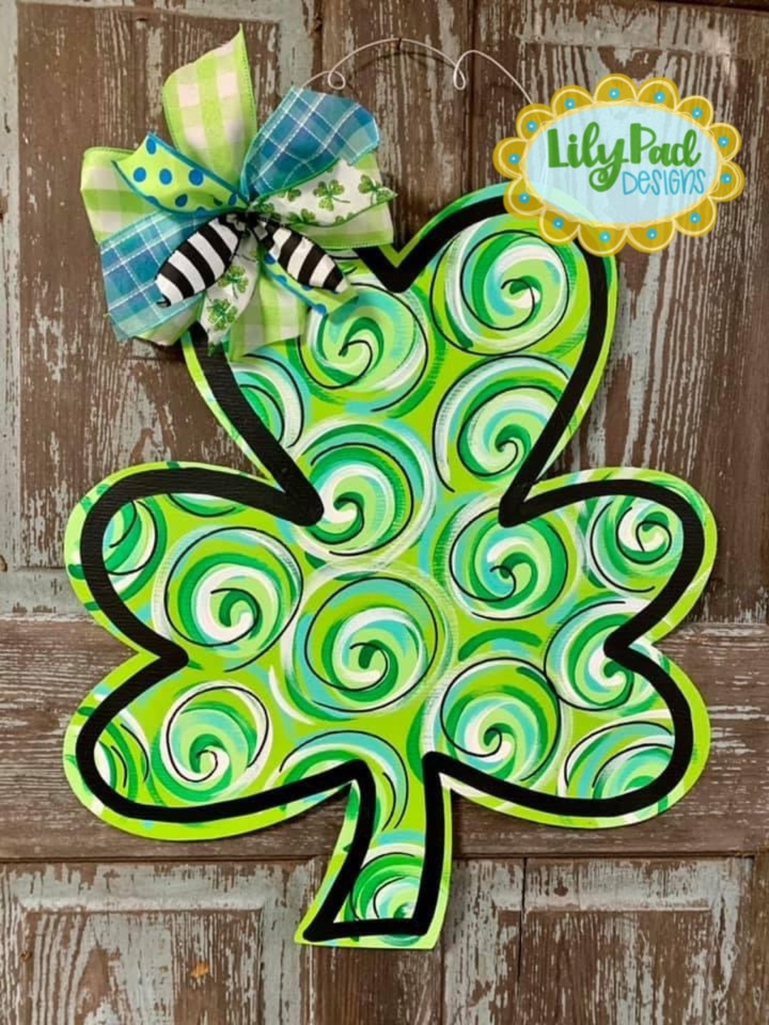 Swirly Shamrock Door Hanger Template - Etsy
