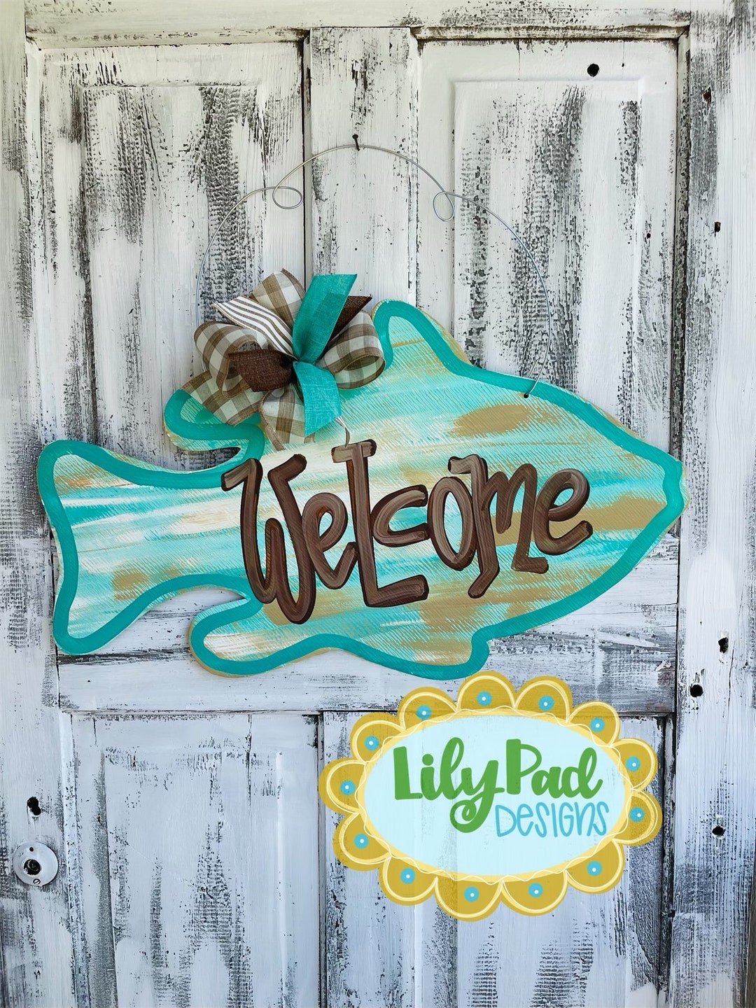 Door Hanger Template -lake Fish - Etsy