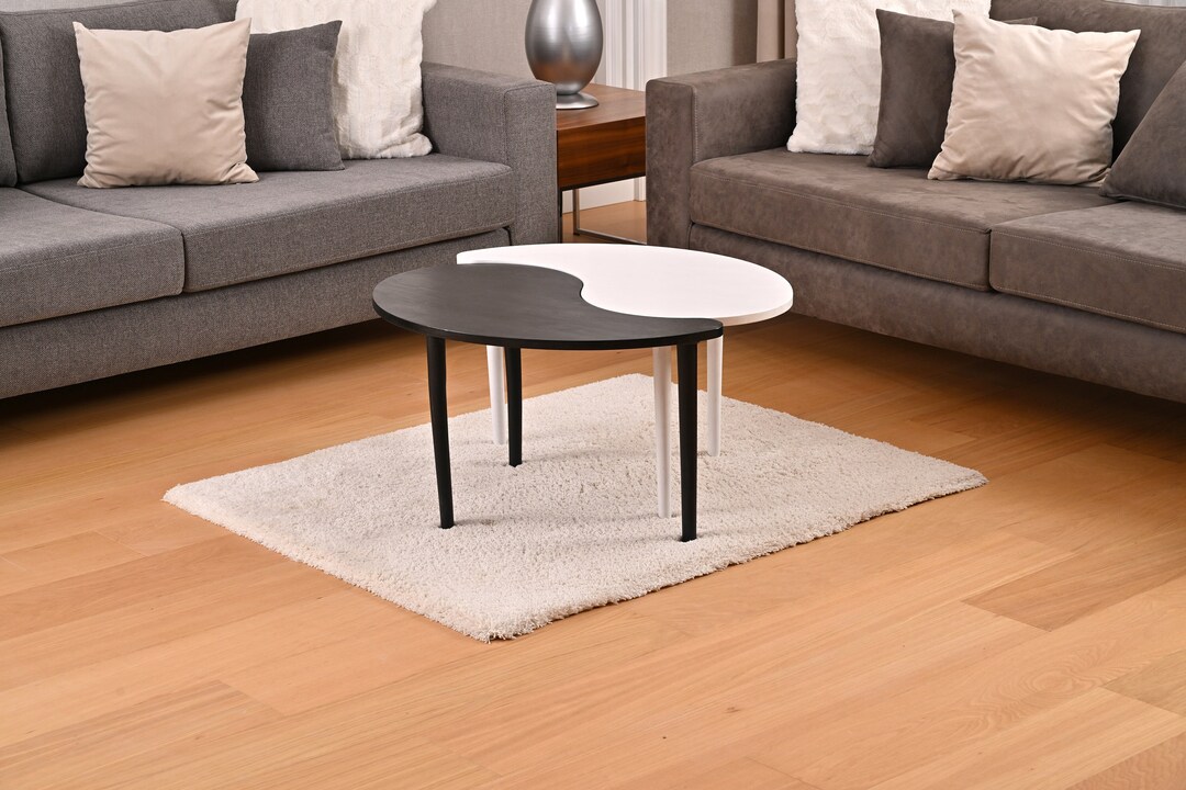 Black and White YIN YANG YONG Coffee Table, Wooden Modern Style Coffee ...