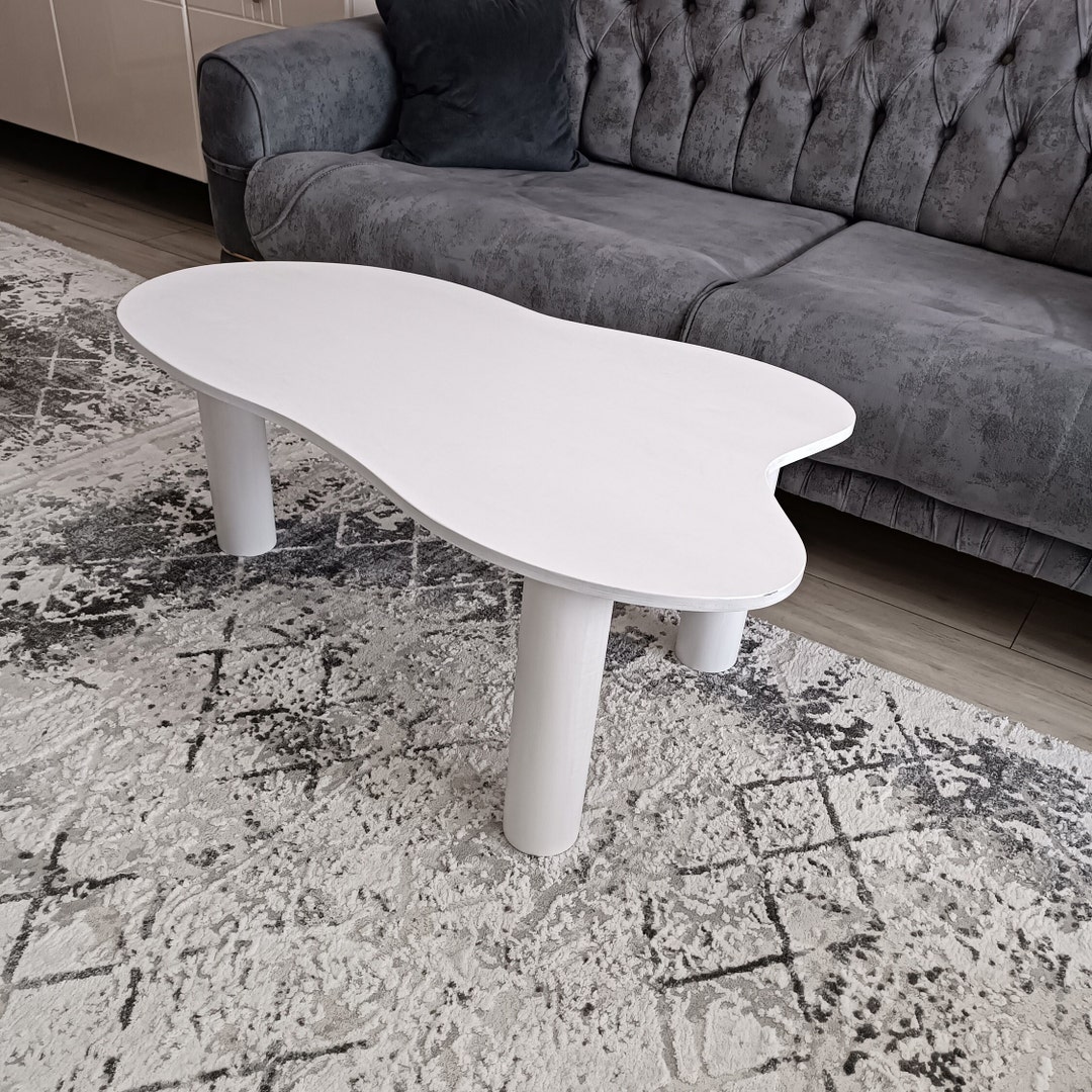 WHITE SCANDINAVIAN Coffee Table, Tooth Shaped Coffee Table, Wooden ...