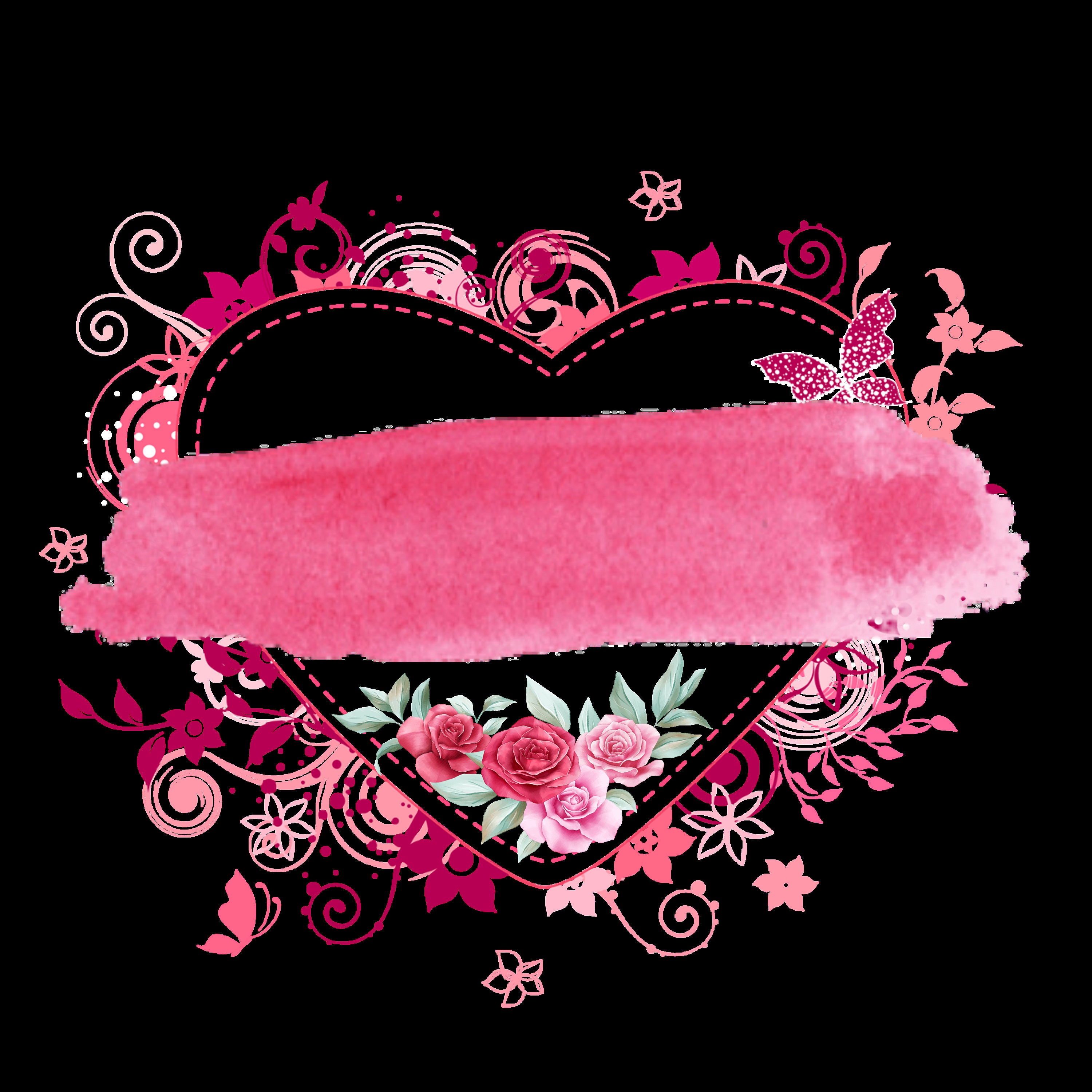 Pink Flower Heart Frame PNG, - Etsy