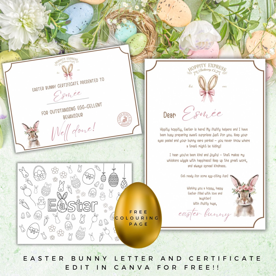 Editable Easter Bunny Letter Printable Easter Egg Hunt From the Desk of ...