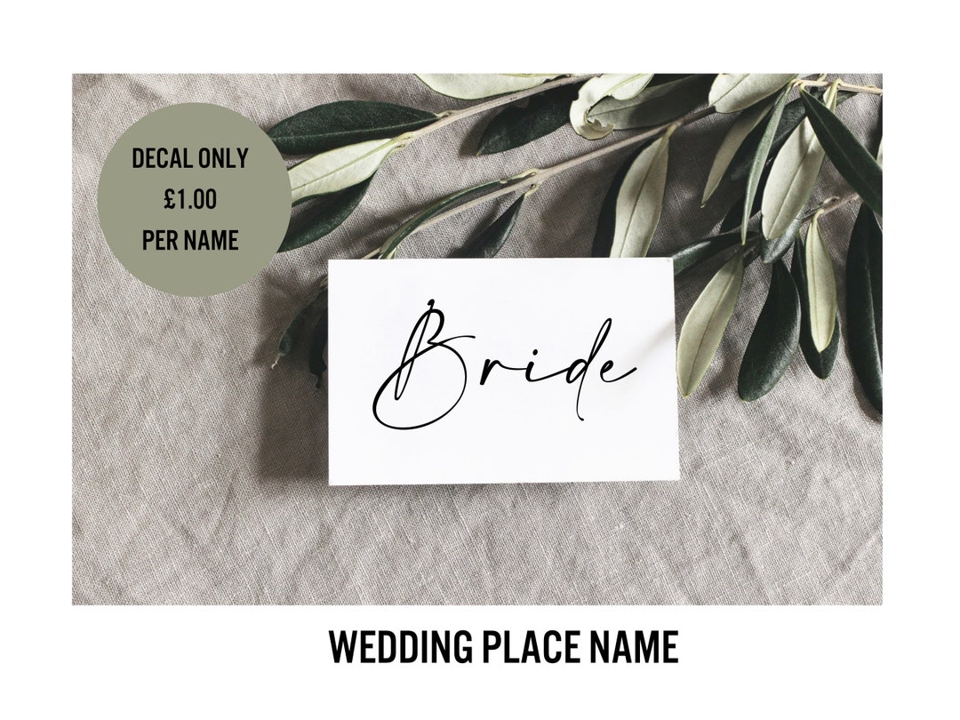 Wedding Name Sticker Custom Vinyl Lettering Party Favour Name Vinyl ...