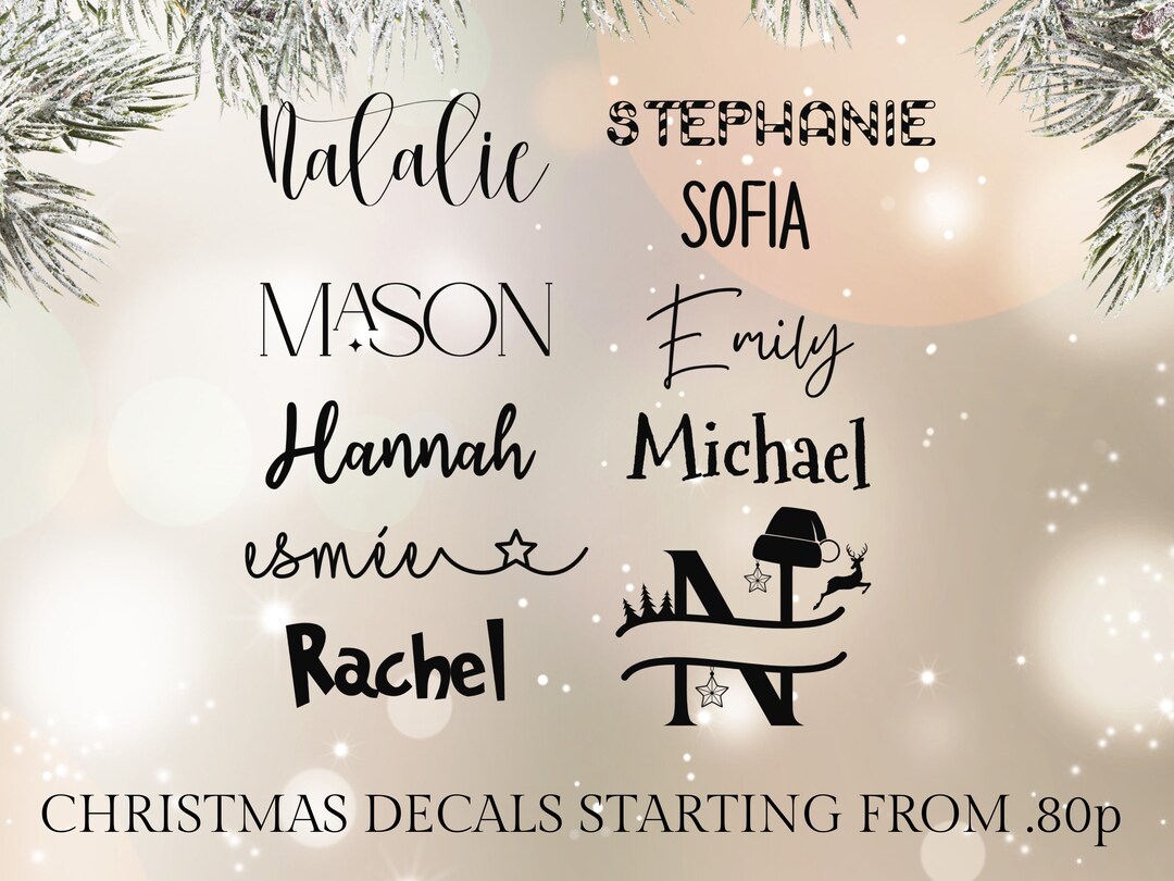 Bauble Sticker Name Vinyl Decals Christmas Name Labels Bauble Decals ...