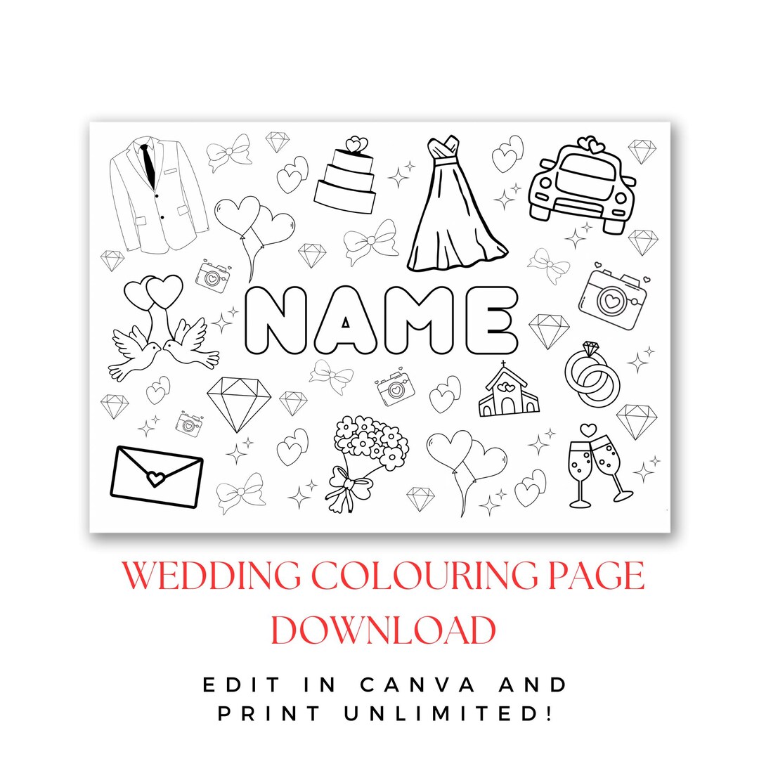 Wedding Colouring Sheet Kids Wedding Activity Pack Wedding Colouring ...