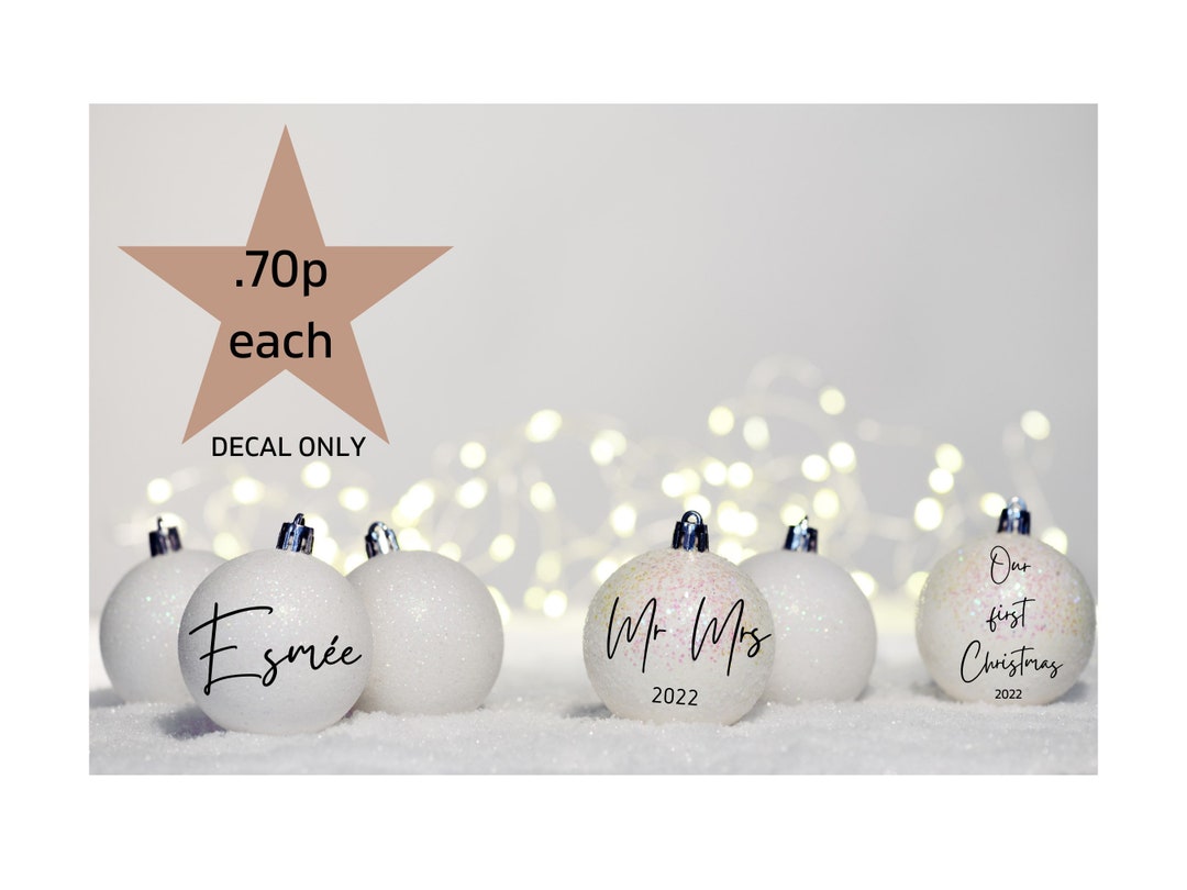 Bauble Sticker Name Vinyl Decals Christmas Name Labels Bauble Decals ...