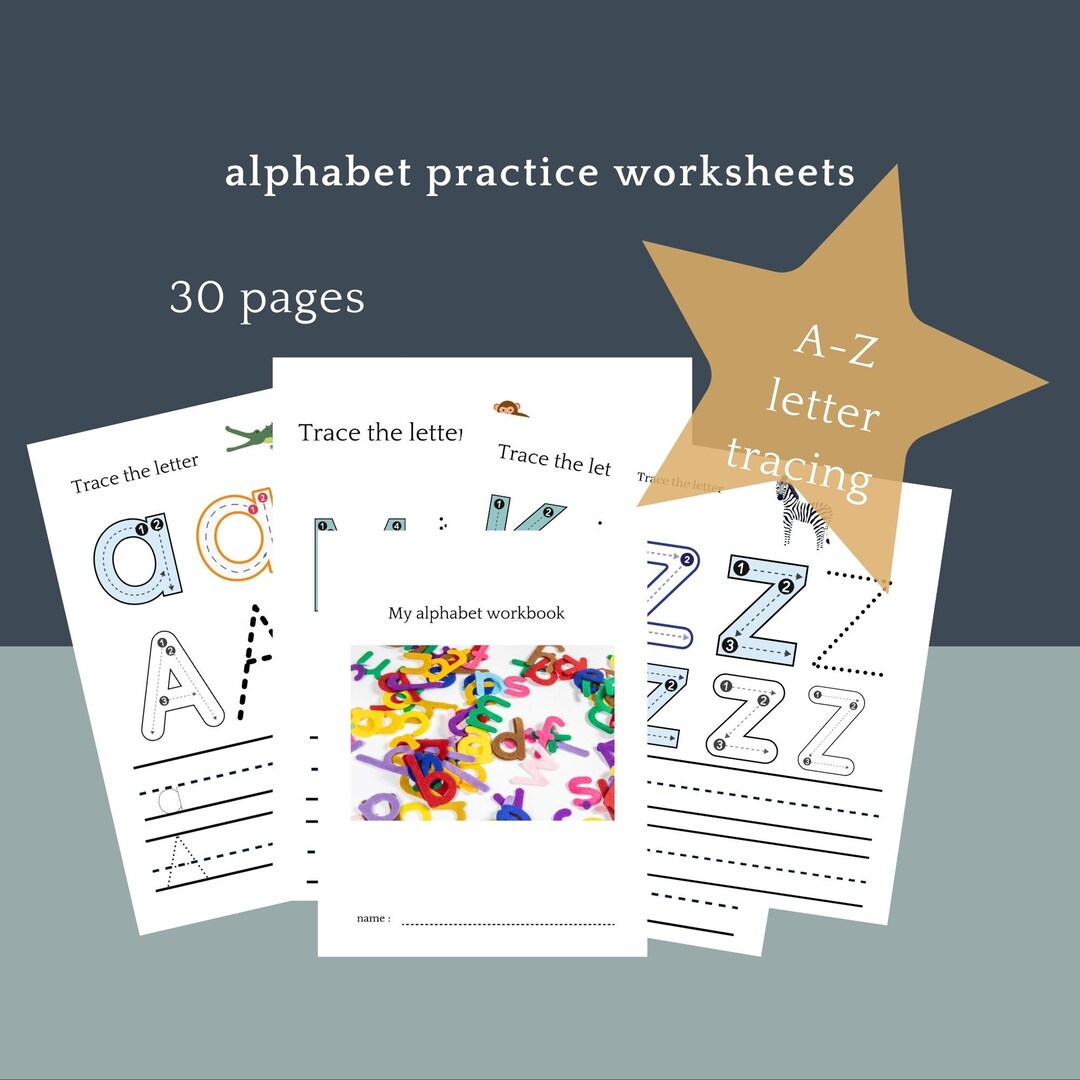 Alphabet Tracing Worksheets A-z Preschool Upper and Lowercase - Etsy