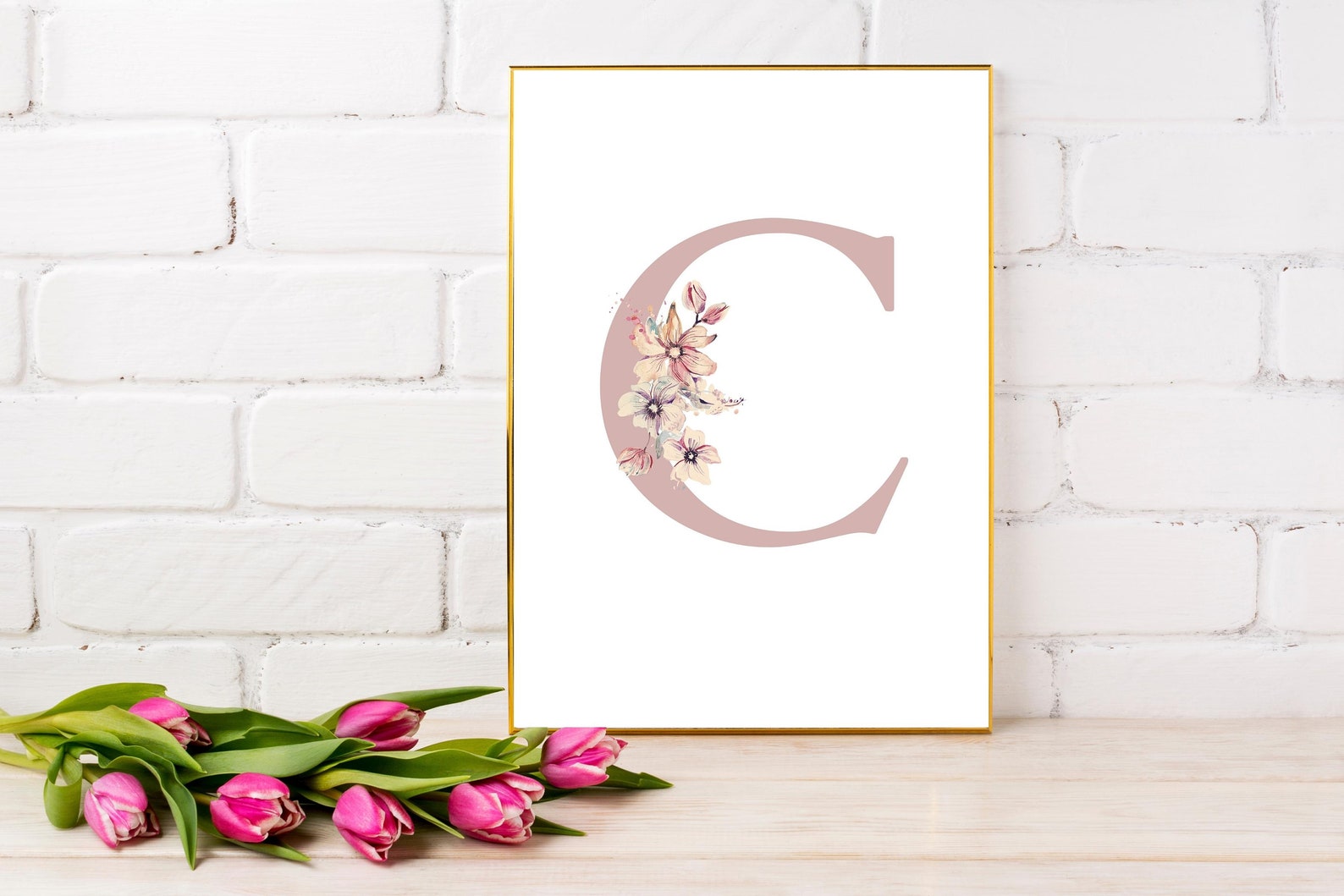 Letter Art Print, Monogram Sign, Printable Letter C Wall Art, Initial ...