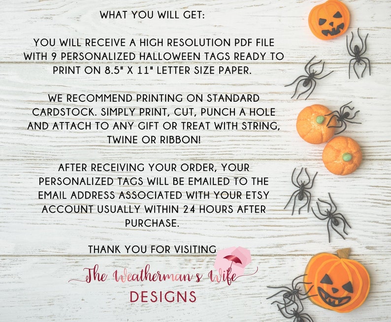 Halloween Favor Tags Trick or Treat Tags Printable Halloween - Etsy