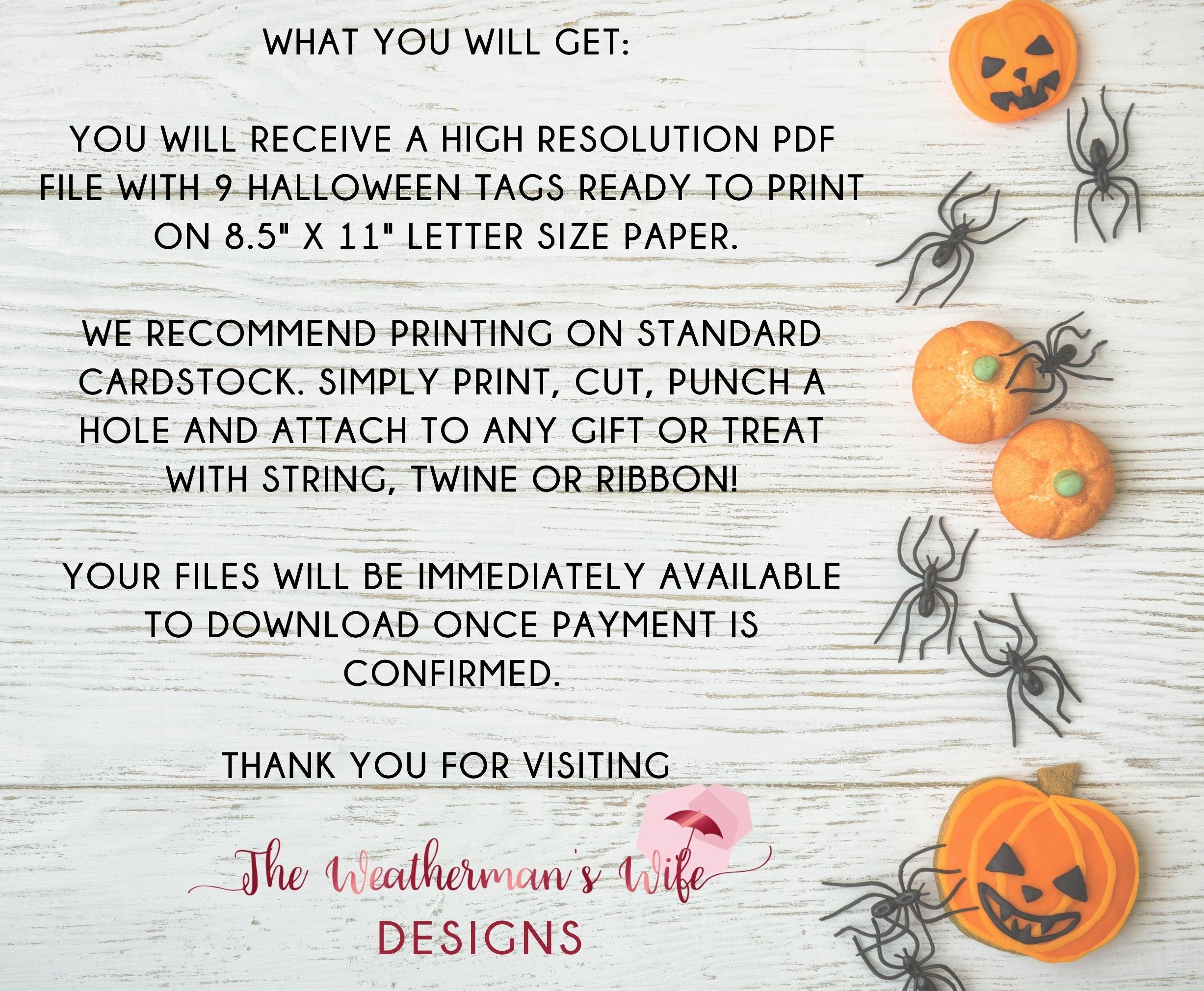 Halloween Favor Tags Trick or Treat Tags Printable Halloween - Etsy