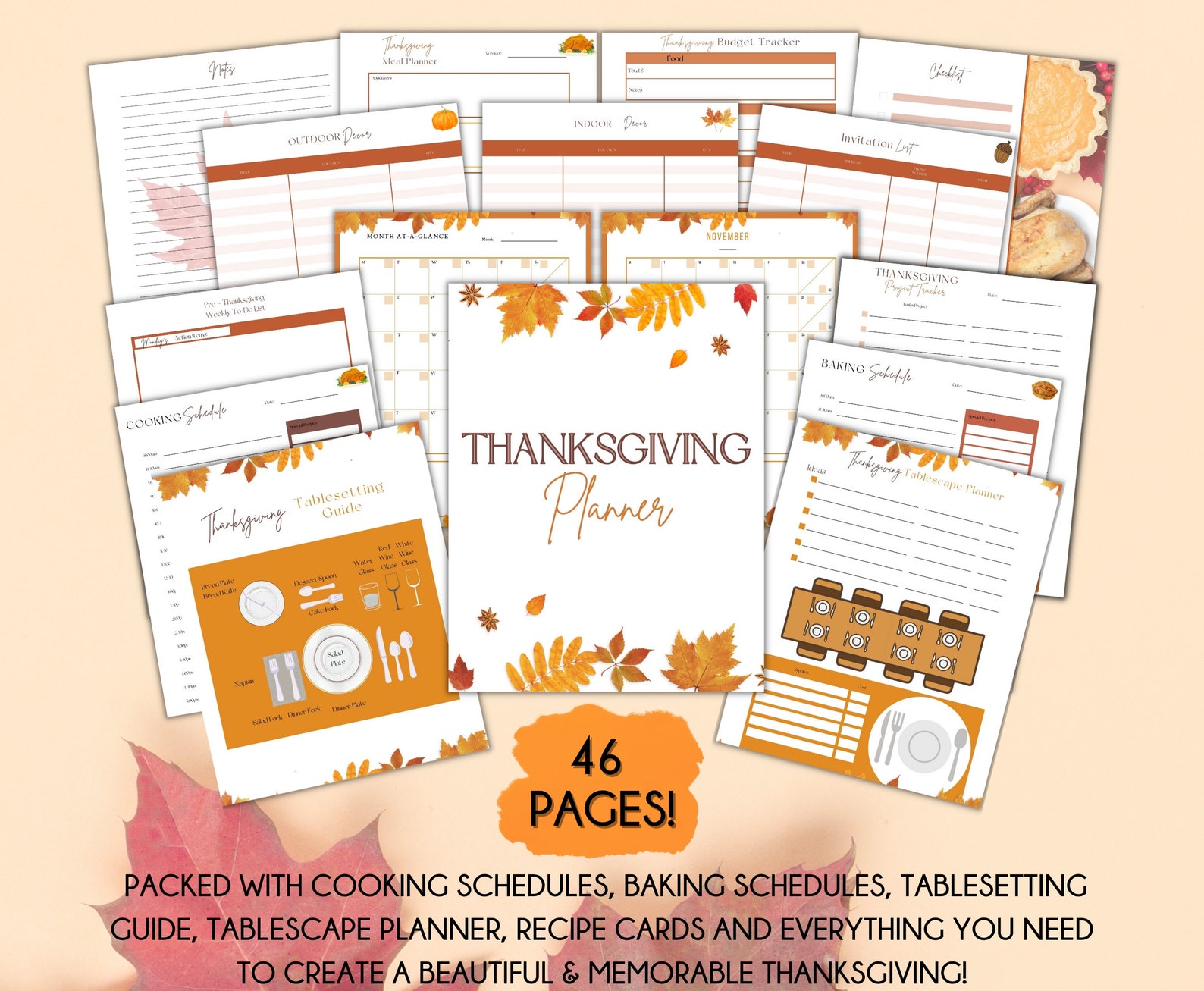 Printable Thanksgiving Planner, Instant Download Planner, Holiday ...