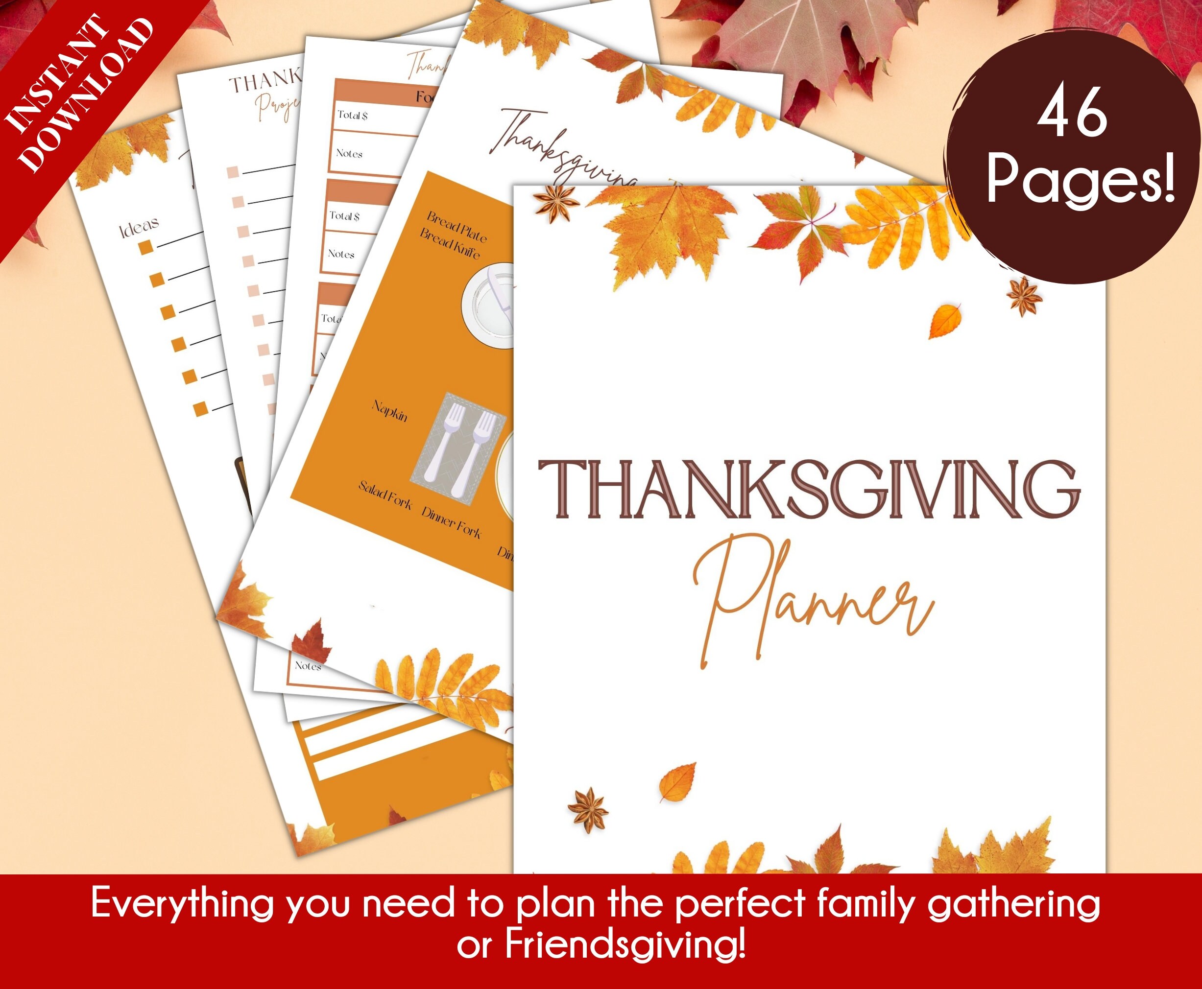 Printable Thanksgiving Planner, Instant Download Planner, Holiday ...