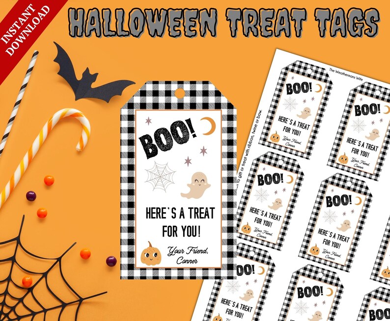 Halloween Favor Tags, Trick or Treat Tags, Printable Halloween Treat ...