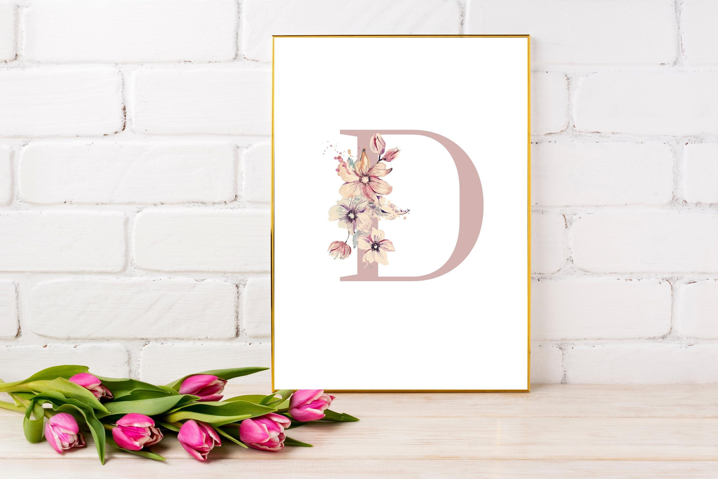 Letter Art Print, Monogram Sign, Printable Letter D Wall Art, Initial ...