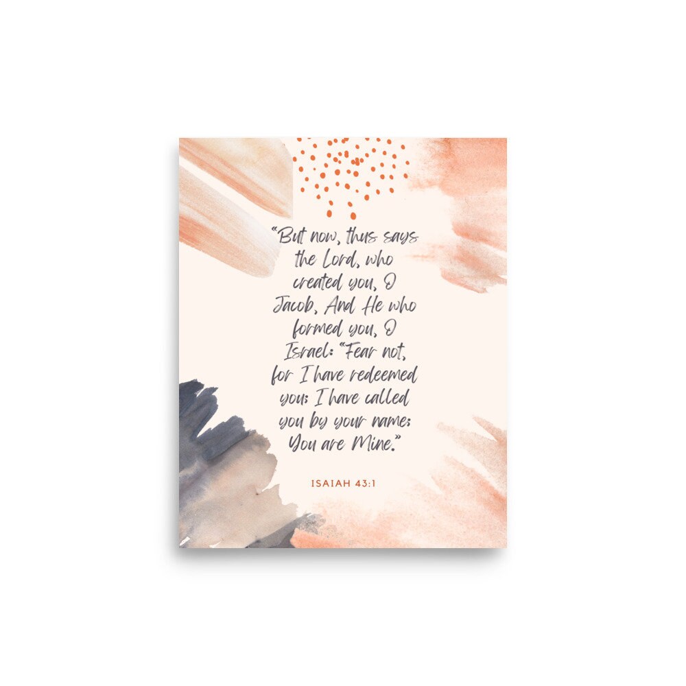 Bible Verse Poster, Isaiah 43:1, You Are Mine Poster, Christian Poster ...