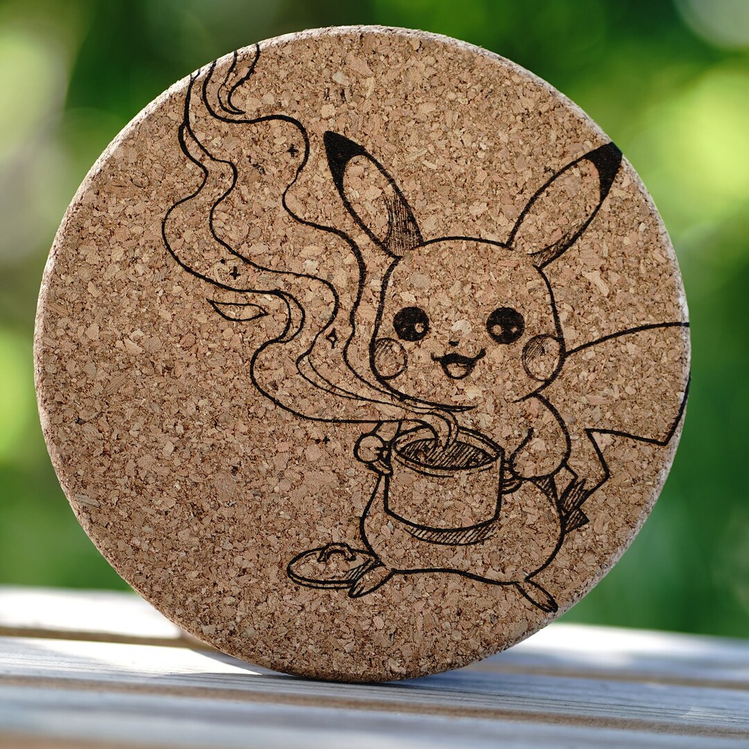 BIG Cork Coaster - Pikachu in Kitchen - Etsy