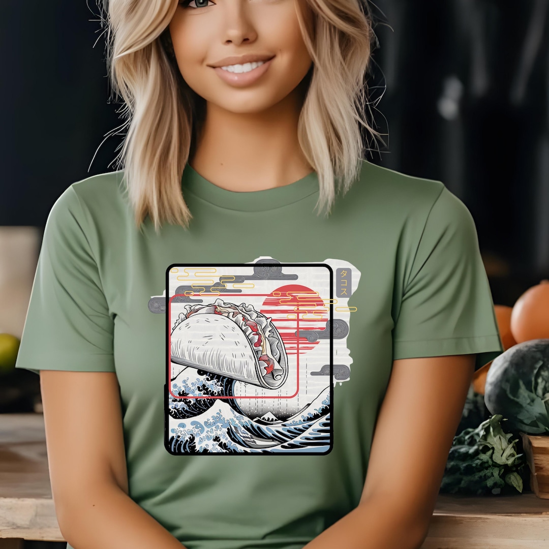 Taco Wave Ukiyoe Tee: Japan Fusion Foodie Art - Etsy