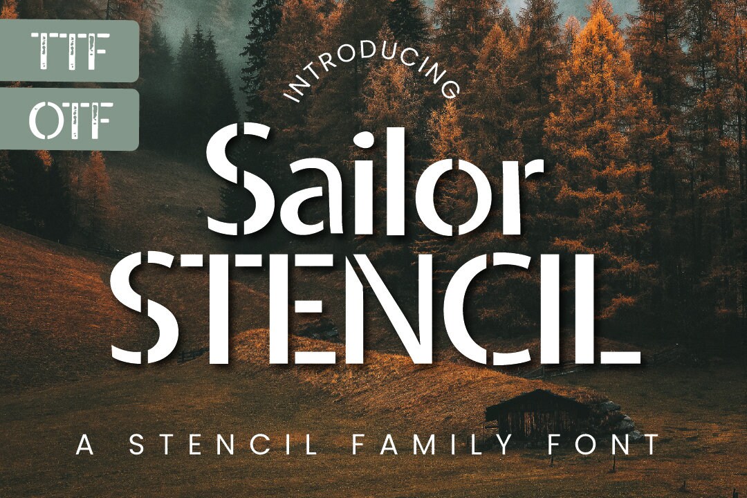 Sailor Stencil Family Font 5 Distinct Styles: Regular, Bold, Big ...