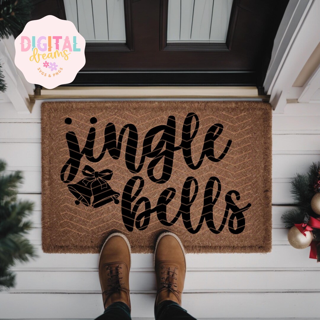 Jingle Bells Winter Doormat SVG, Christmas Welcome Mat Design (digital ...