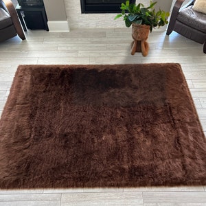 Faux Sheepskin Super Soft,square Shape Area Rug,plush Fur Shaggy Silky ...
