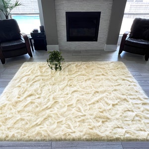 Faux Sheepskin Super Soft,square Shape Area Rug,plush Fur Shaggy Silky ...