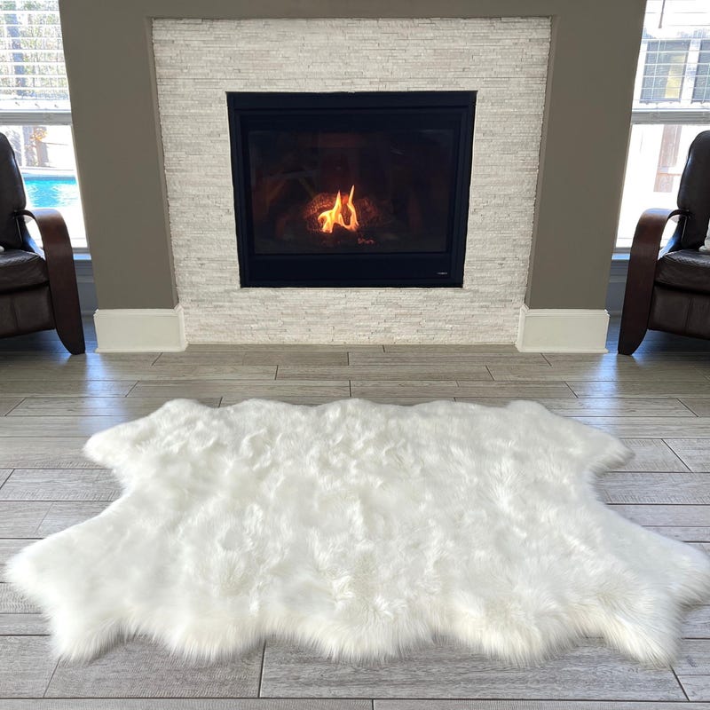 Large White Area Rug Sheepskin - Etsy