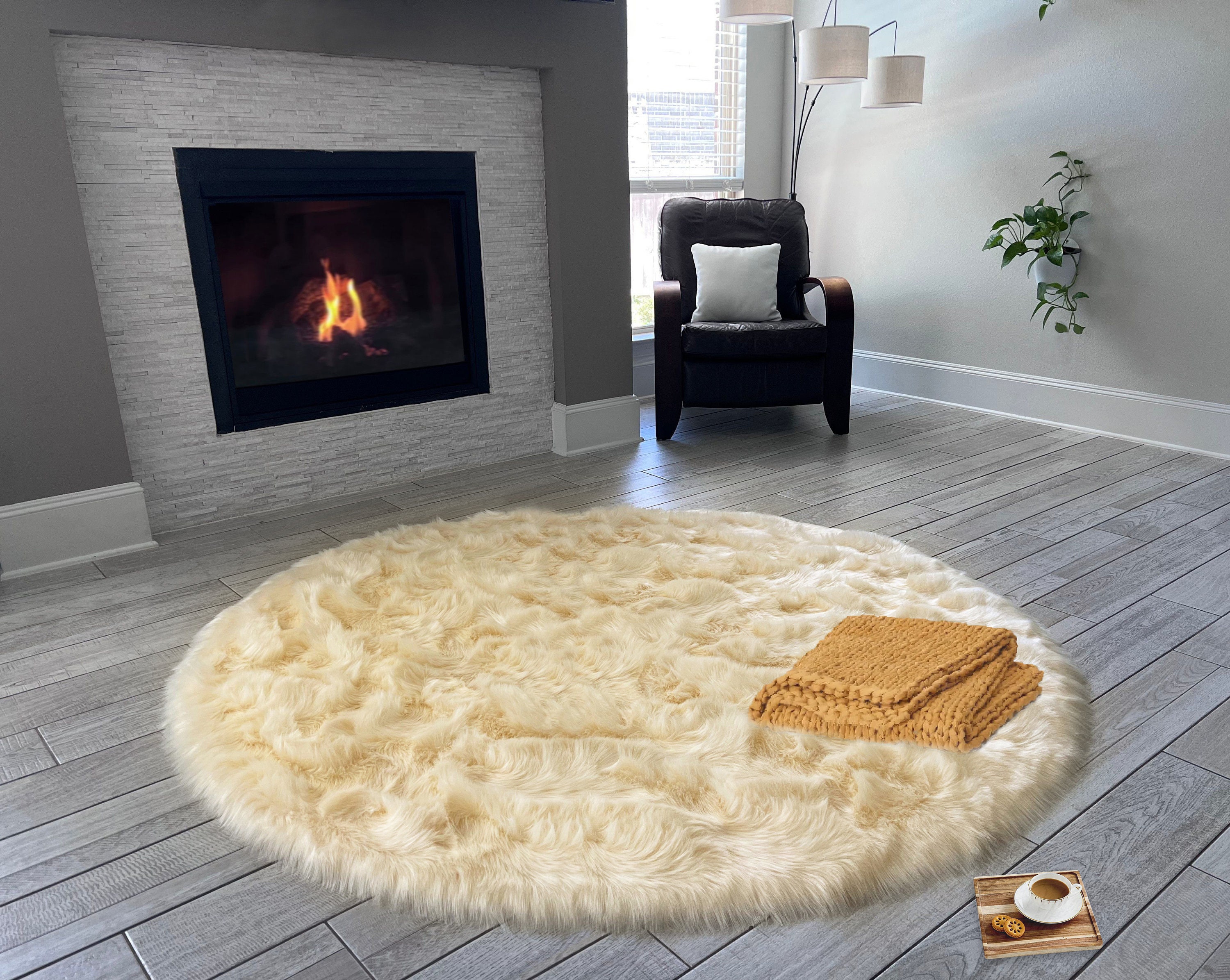 Faux Sheepskin Super Soft,round Shape Area Rug,plush Fur Luxury Shaggy ...