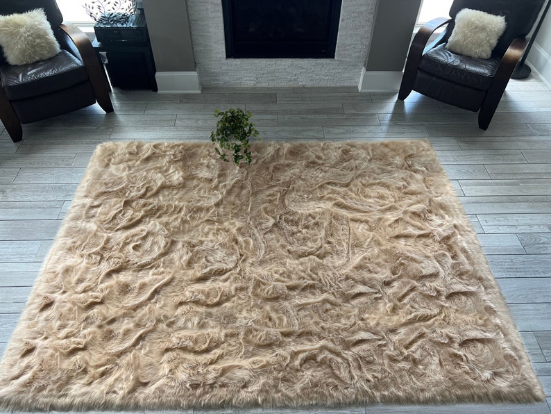Faux Sheepskin Super Soft,square Shape Area Rug,plush Fur Shaggy Silky ...