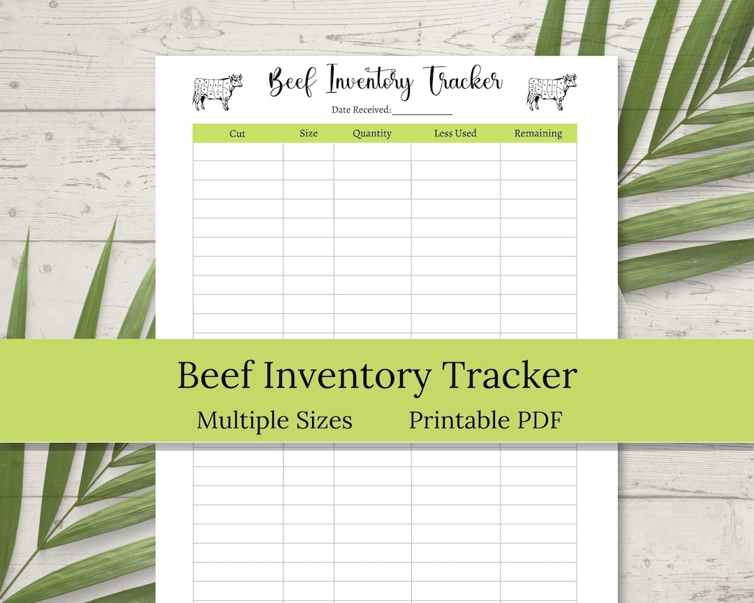 Beef Inventory Tracker | Kitchen Inventory Printable | Freezer ...