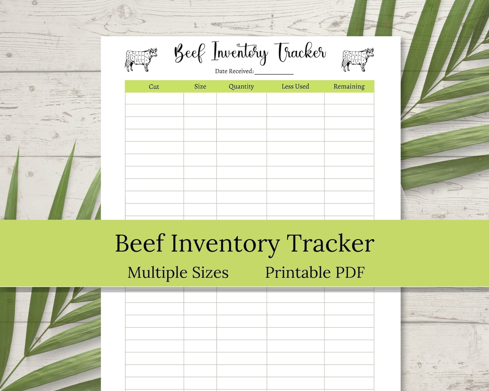 Beef Inventory Tracker | Kitchen Inventory Printable | Freezer ...