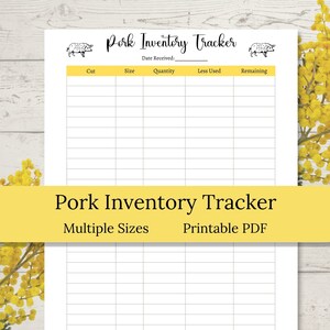 Pork Inventory Tracker | Kitchen Inventory Printable | Freezer ...