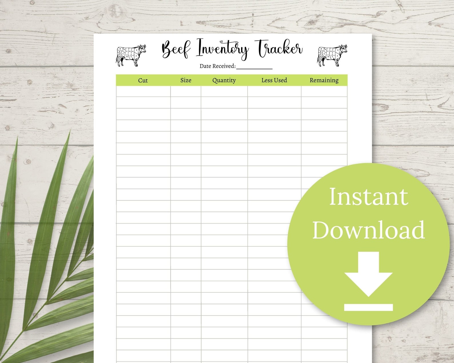 Beef Inventory Tracker | Kitchen Inventory Printable | Freezer ...