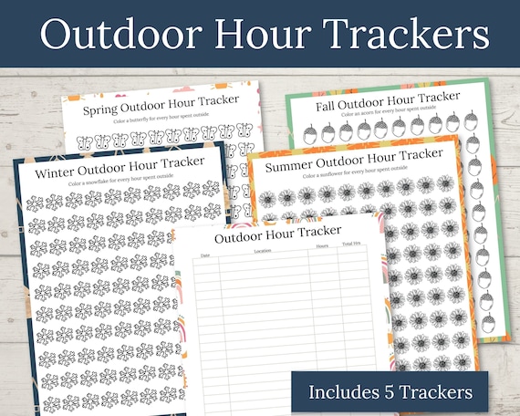 Outdoor Hour Tracker Outdoor Time Tracker Outdoor Tracker - Etsy