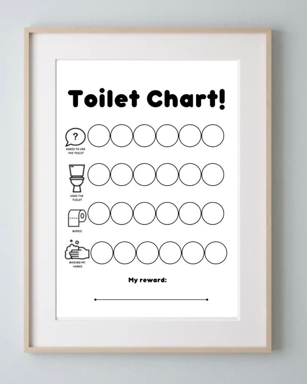 Potty Toilet Training Chart, Printable Toilet Chart, Instant Download ...