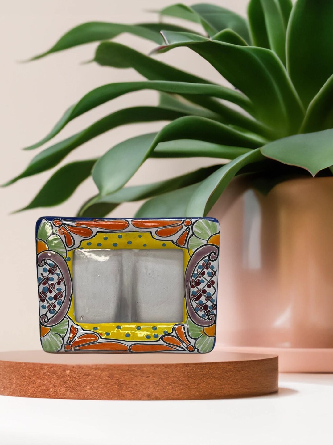 Mexican Yellow Talavera Picture Frames (4x3) Colorful Floral Décor ...