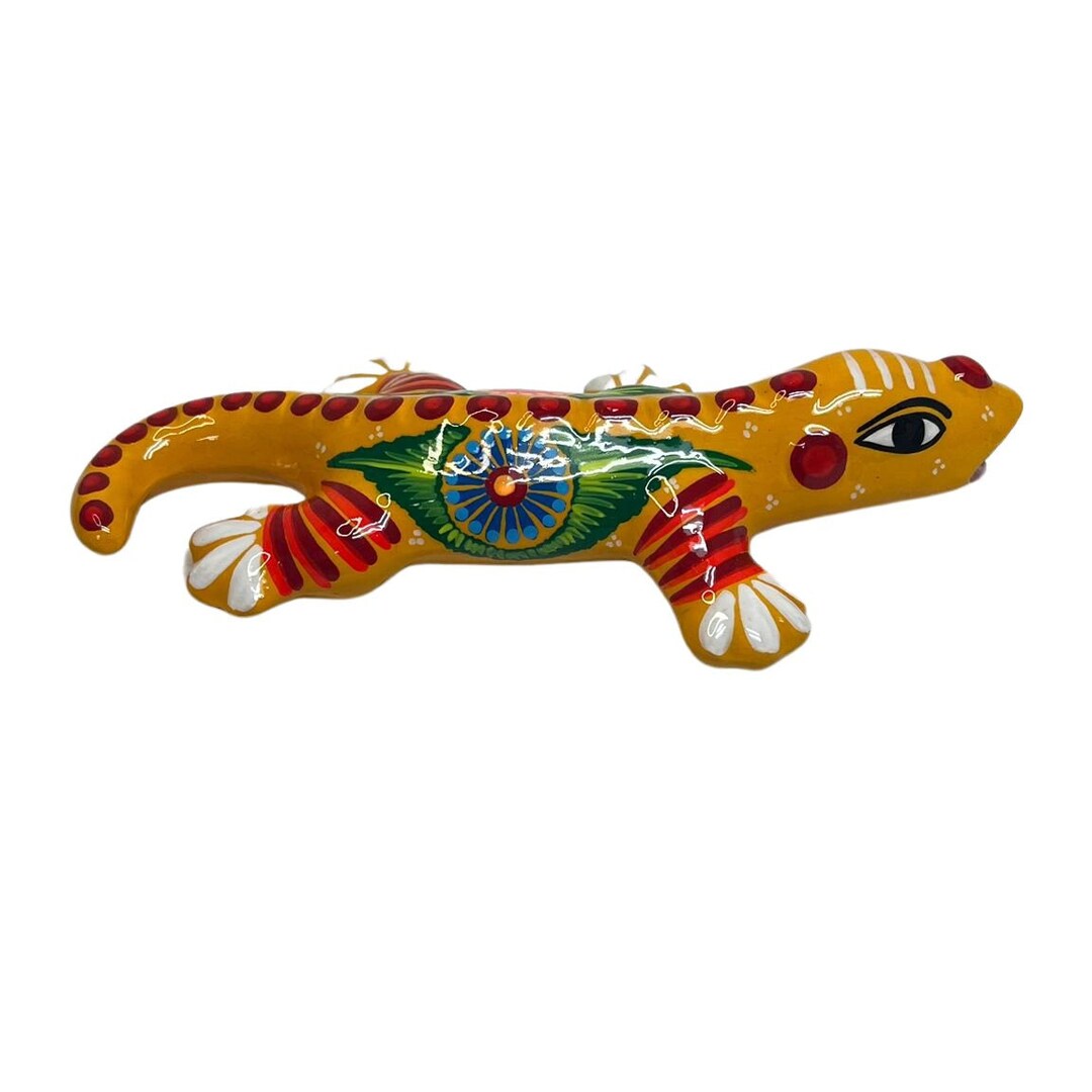 Yellow Talavera Clay Lizard Iguana Hand Painted Mexican Treasure Wall ...